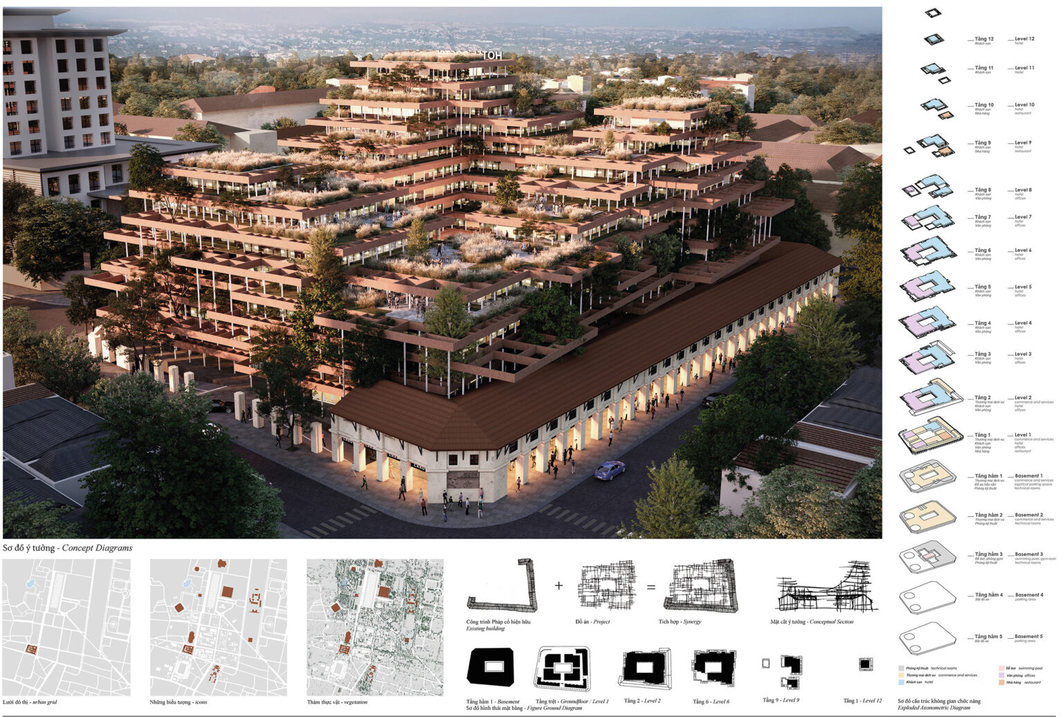 Phương án kiến trúc công trình Postef 61 Trần Phú (Hà Nội) của AS - VHA ...